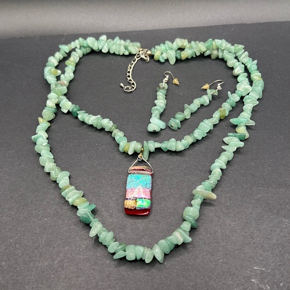 Vintage | Jewelry | Vintage Dichroic Glass And Stone Necklace | Poshmark
